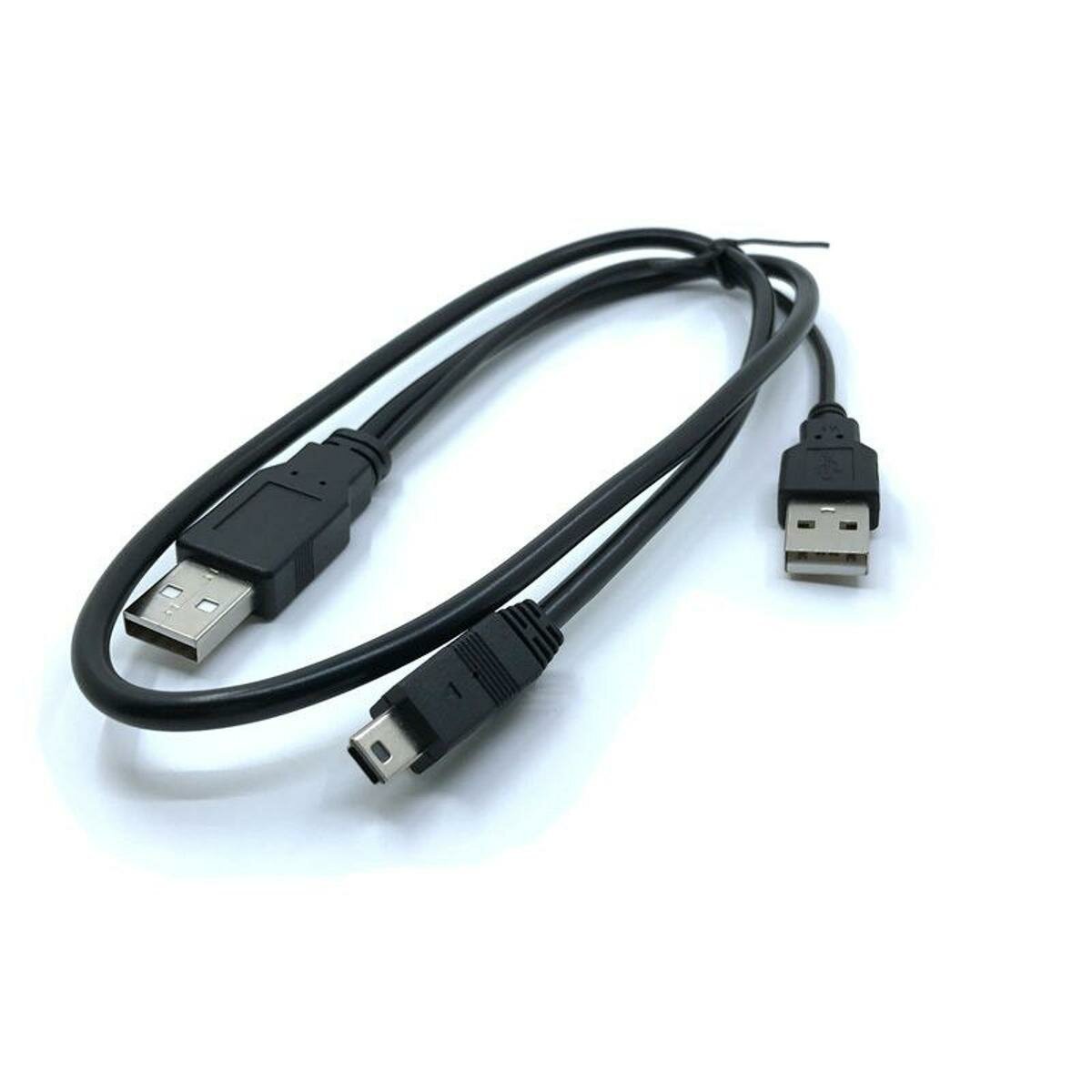 USB2.0 + USB 2.0 двойной A тип 2A папа на Mini 5-контактный папа Y-кабель 0,7 м 70 см 2 фута для 2,5