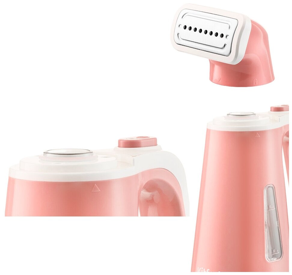 Отпариватель KitFort KT-934-2, ручная конструкция, подача пара 18мл/мин, персиково-белый