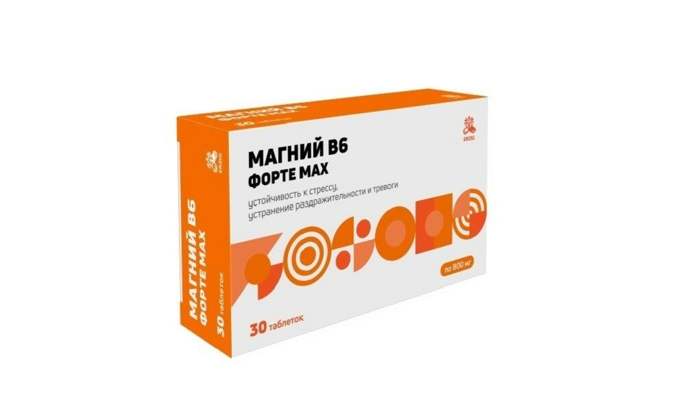 Магний В6 форте MAX N30 табл массой 0,8г