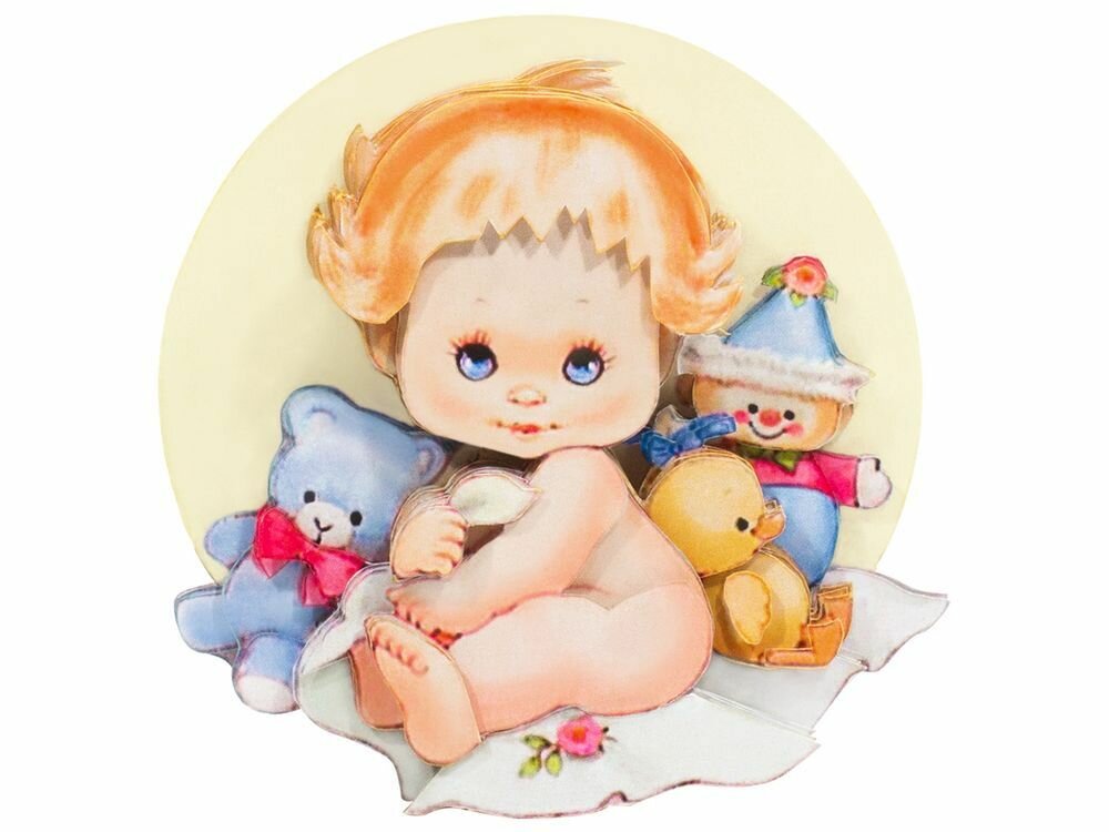 Набор папертоль для рукоделия "Малыш с игрушками" 3D картинка, (P0112) 10х10 см Paperlove