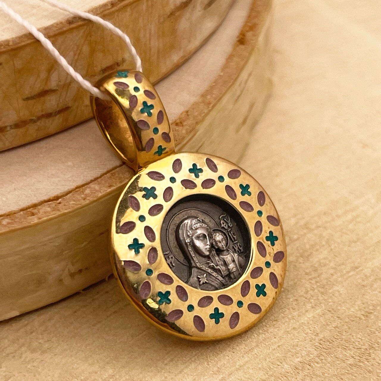 Подвеска, серебро, 960 проба, чернение, оксидирование, золочение, эмаль