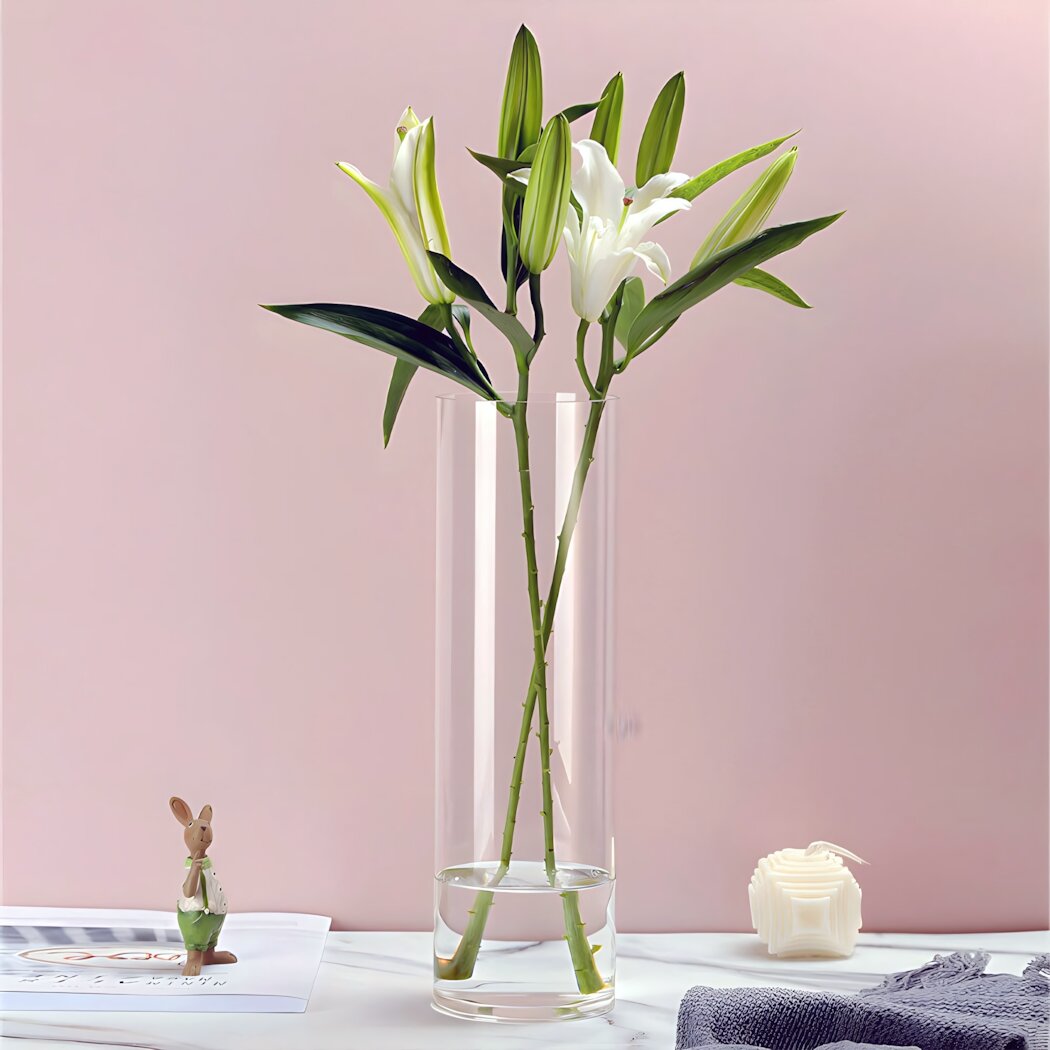 Ваза для цветов "Flora" 26,5см, прозрачное стекло, цилиндрическая форма