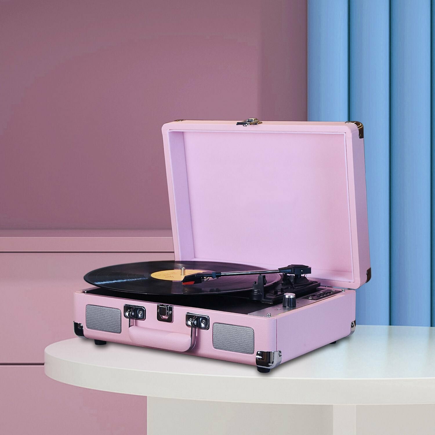 Виниловый проигрыватель патефон AudioRetro AR-007, AUX разъём, Bluetooth, 3 скорости воспроизведения, Проигрыватель виниловых пластинок ретро