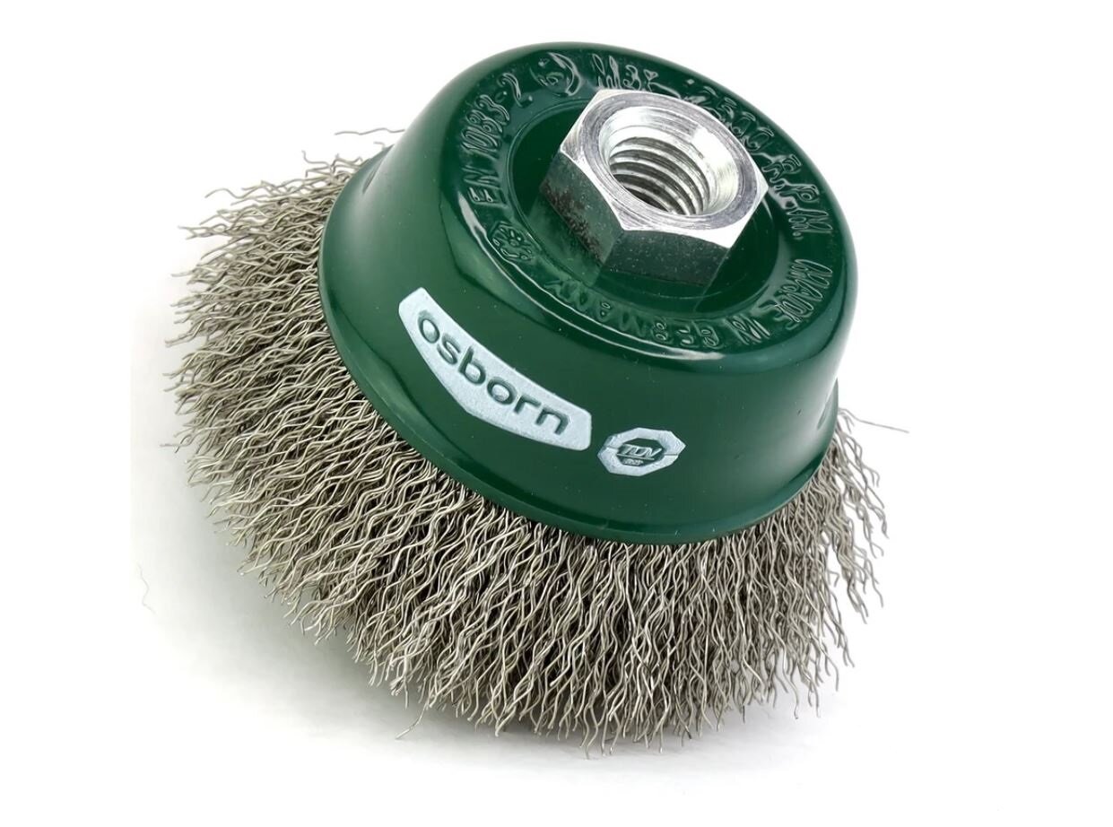 Щетка чашечная 75 мм, М14, ворс гофрированная нержавеющая сталь 0.30 мм, для УШМ OSBORN 613.362-0002