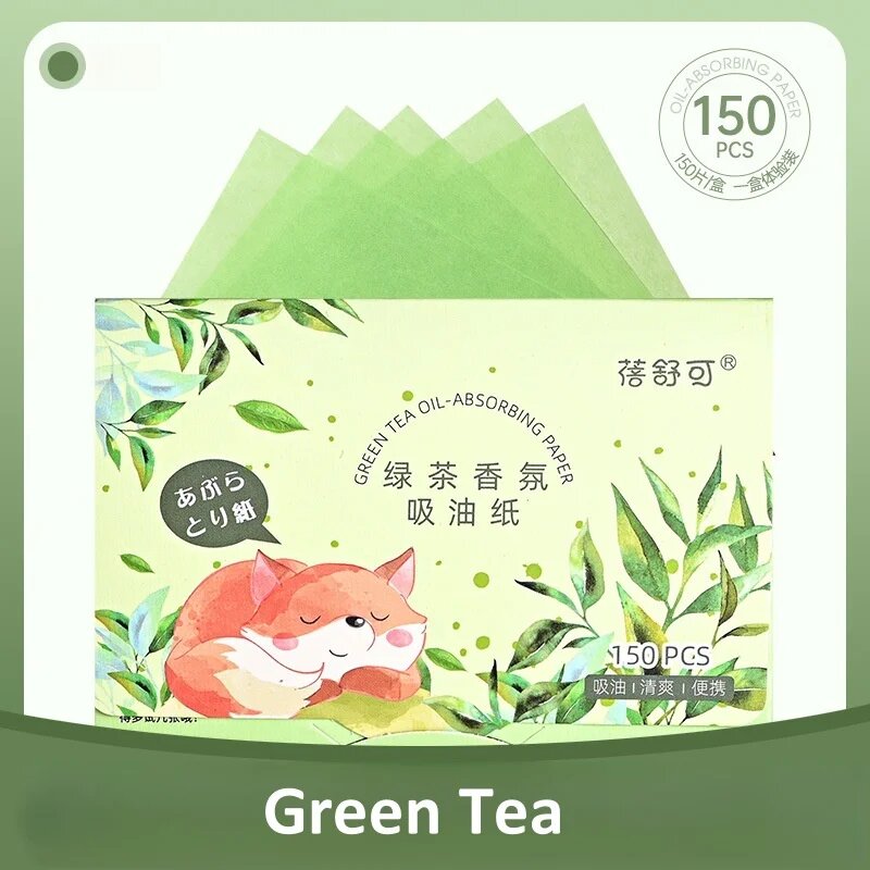 Матирующие салфетки из целлюлозы 150 шт. green tea