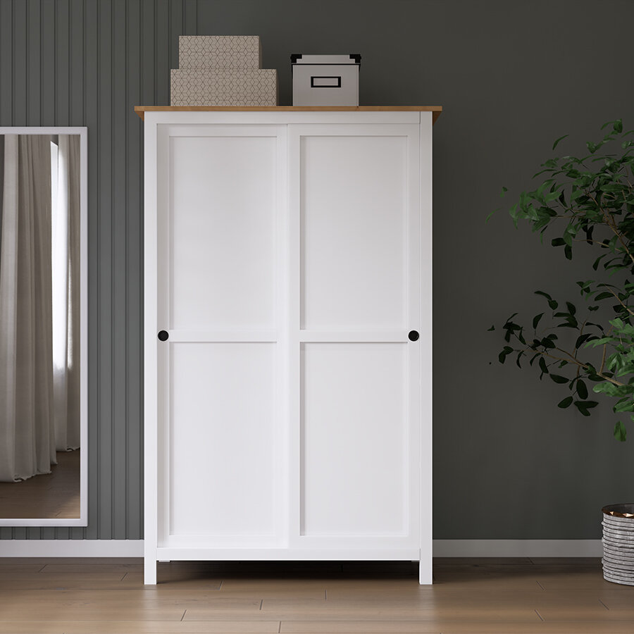 Шкаф Хемнэс/Кымор, 120х197х59 см, белый/светло-коричневый