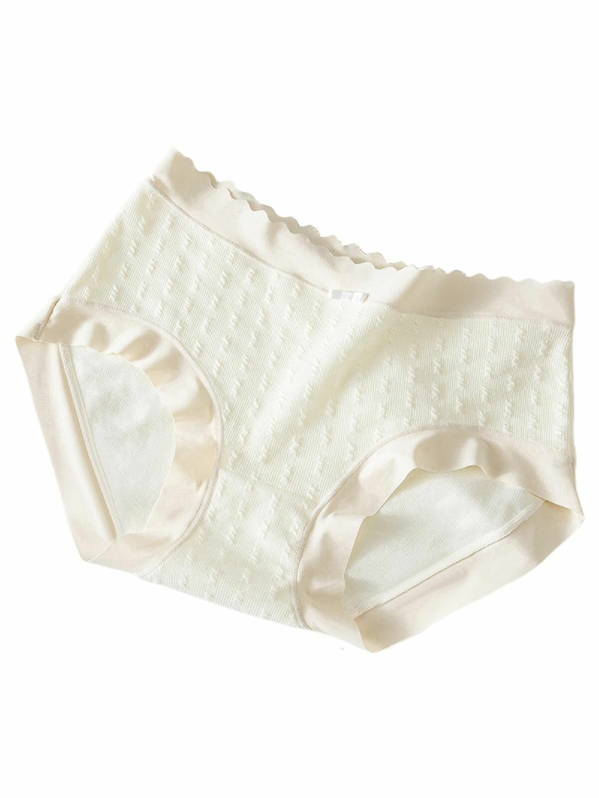 Женские хлопковые трусики с рюшами и бантиками, Молочно - белый - 3XL