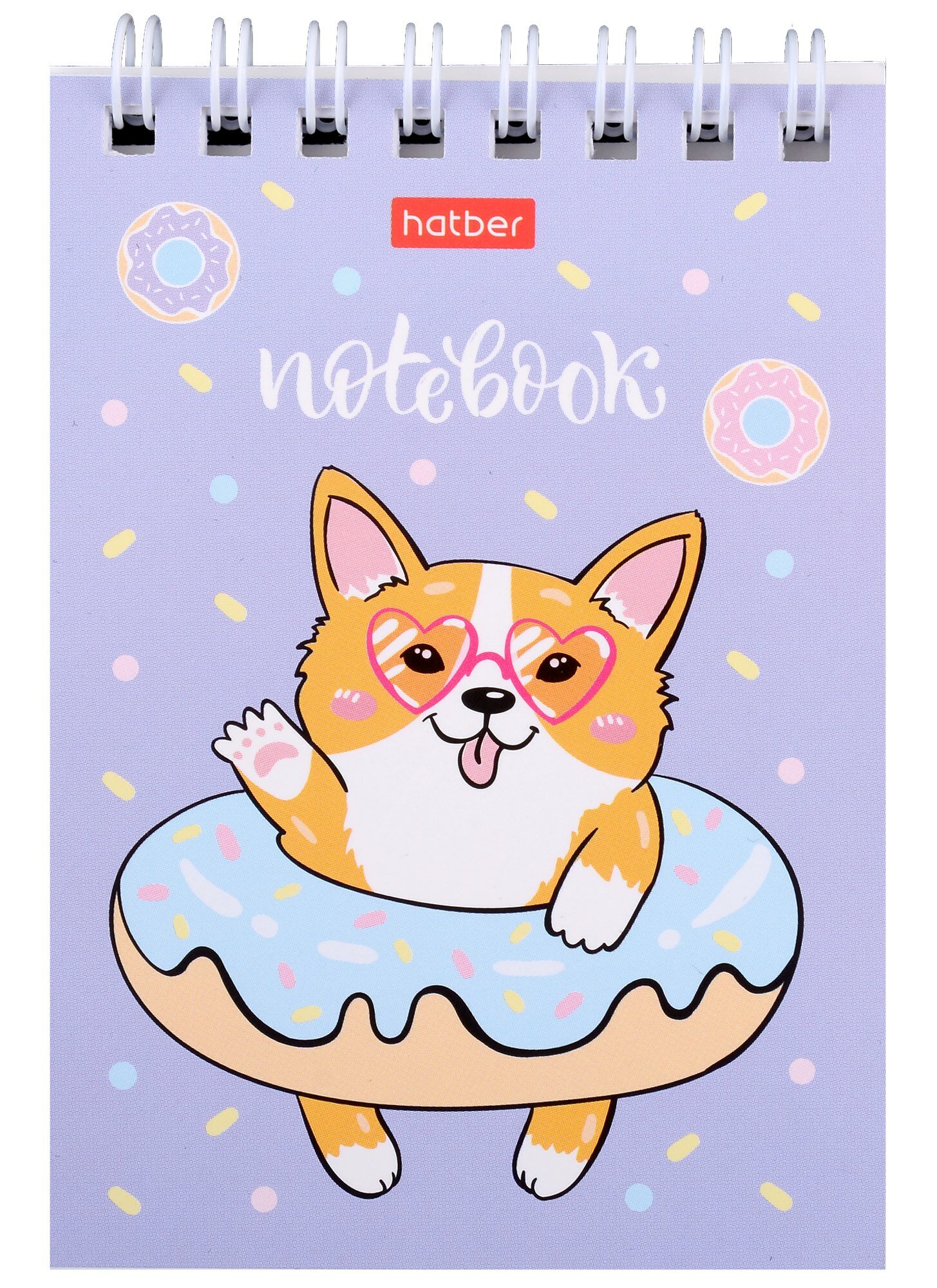 Блокнот А7 40л кл. "Забавные корги" мел. картон, гребень, ассорти