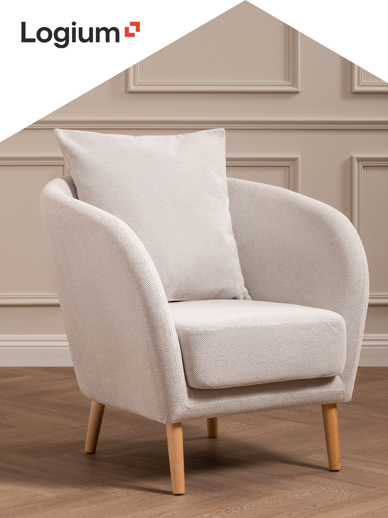 Кресло для отдыха Кенни LOGIUM, интерьерное, ТК 591 Mikea 1, велюр, белый