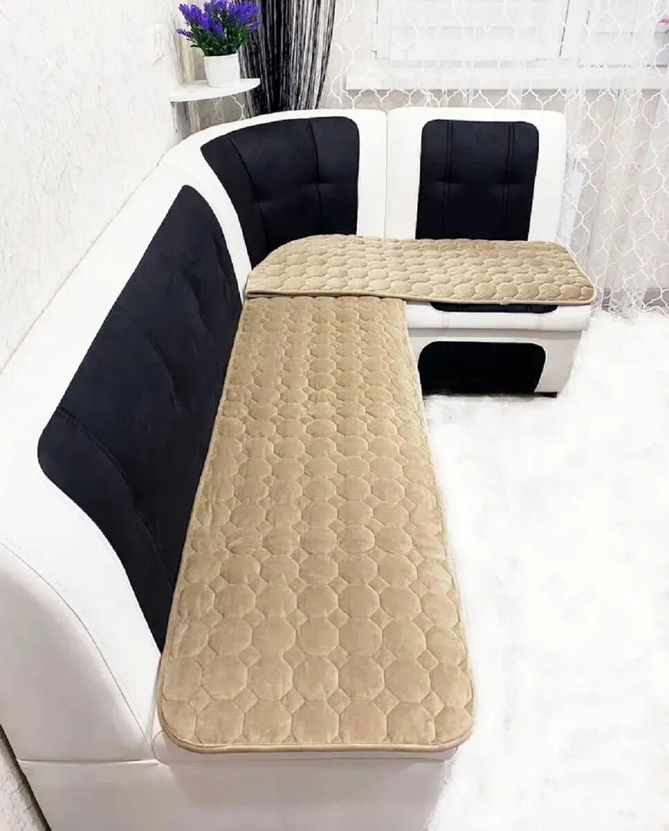 Дивандек на угловой диван, накидки на кухонный уголок 150х50см. - 2 шт, покрывала антискользящее набор Бежевый