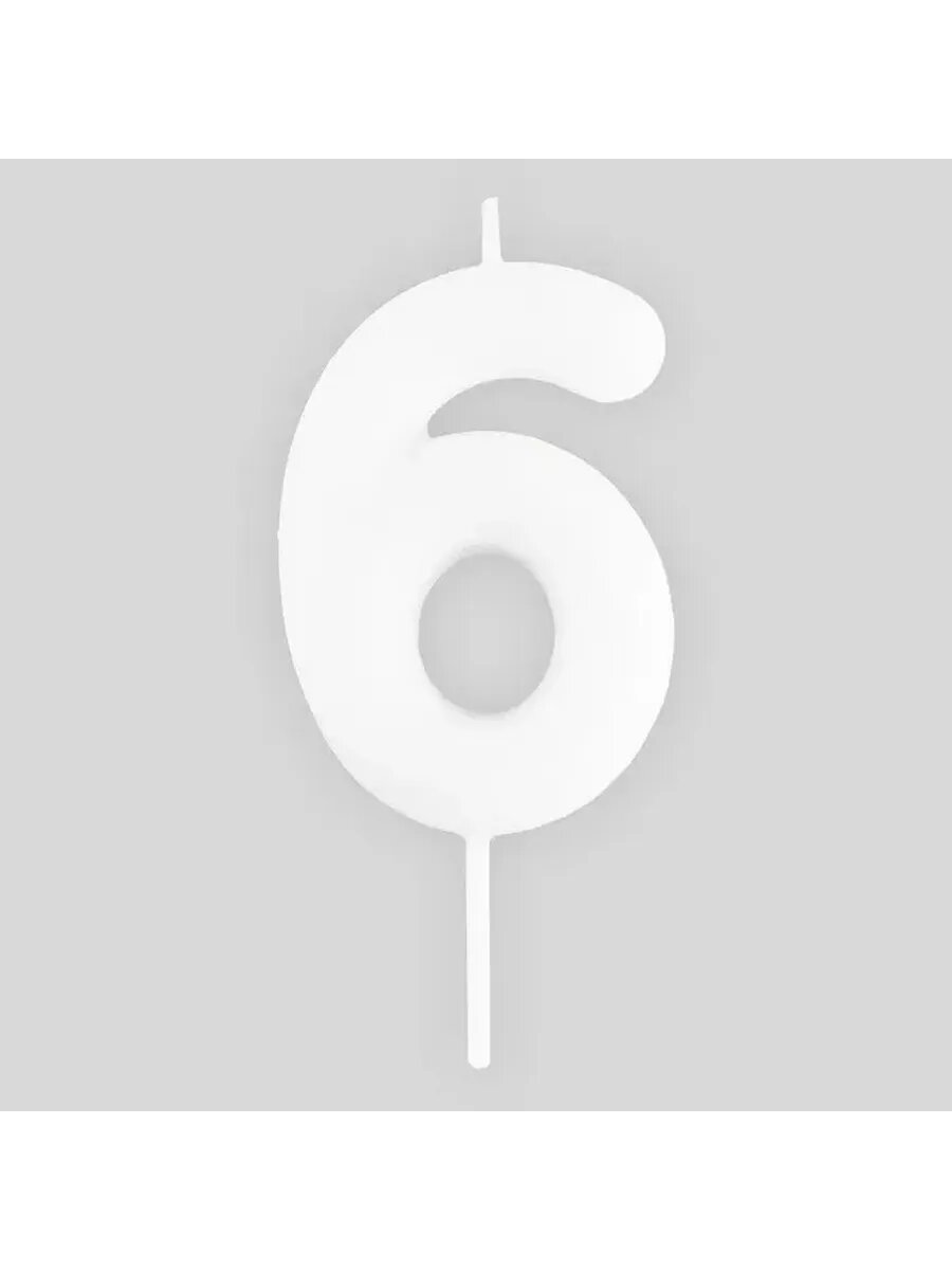 Яркая светящаяся свеча для торта цифра 6