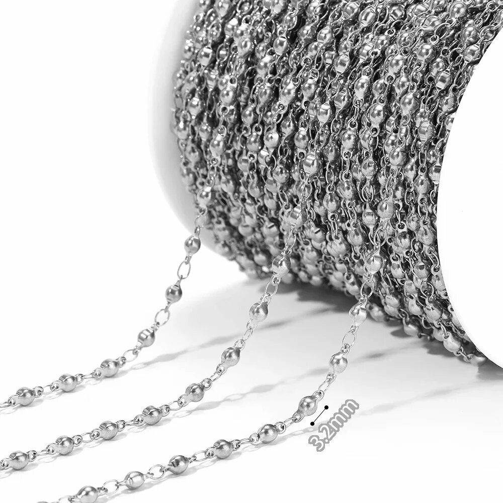 Цепочки из нержавеющей стали с золотыми бусинами Semitree STbe