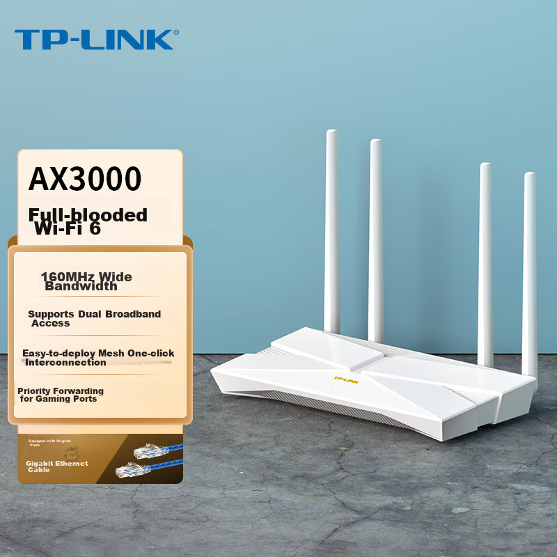 TP-LINK AX3000 Full-Featured WiFi 6 Gigabit Wireless Router, 5G Dual-Band Wall-Penetrating, Mesh, 3000M Wireless Speed, Signal Enhancement, XDR3010 Easy-Expand Version