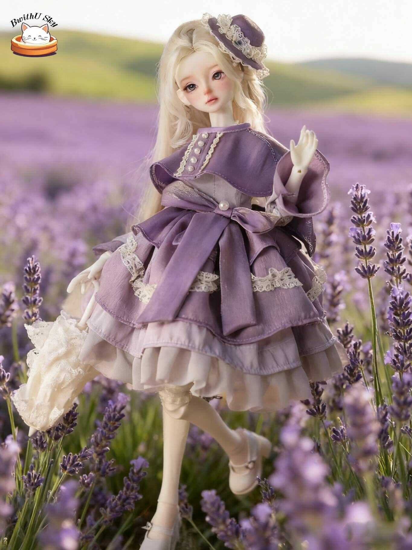 BwithUSky Sadie 1/4 BJD Doll: Лавандовый Королевский Наряд в Викторианском Стиле! Искусная Работа и Детализация