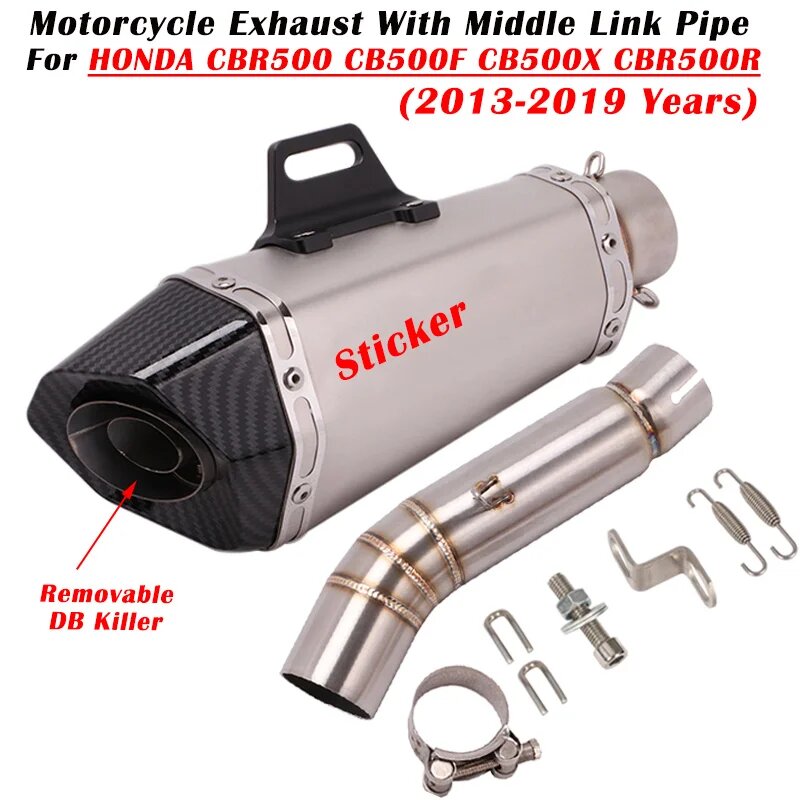 Для HONDA CBR500 CB500F CBR500R CB500X 2013-2019 выхлопная труба мотоцикла, модифицированная с муфером среднего звена DB Killer