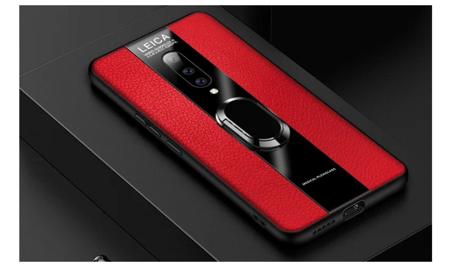 Чехол панель накладка MyPads для OnePlus 8 из качественного силикона с дизайном под кожу со стеклянной вставкой красная