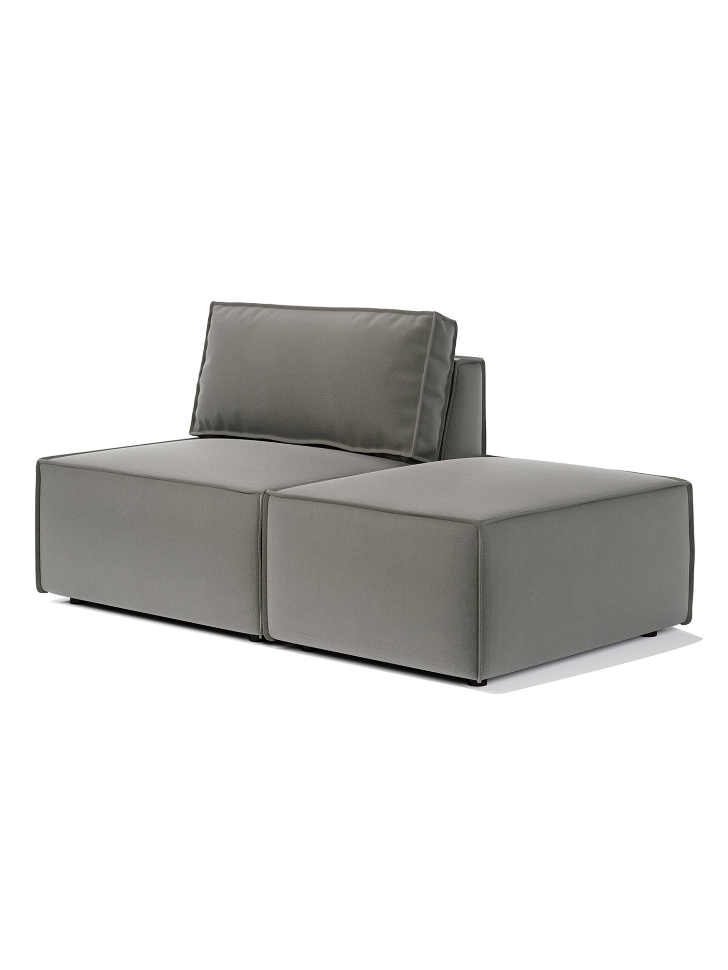 Диван модульный Гамма 170х95х70 см, независимый пружинный блок, правый велюр серый