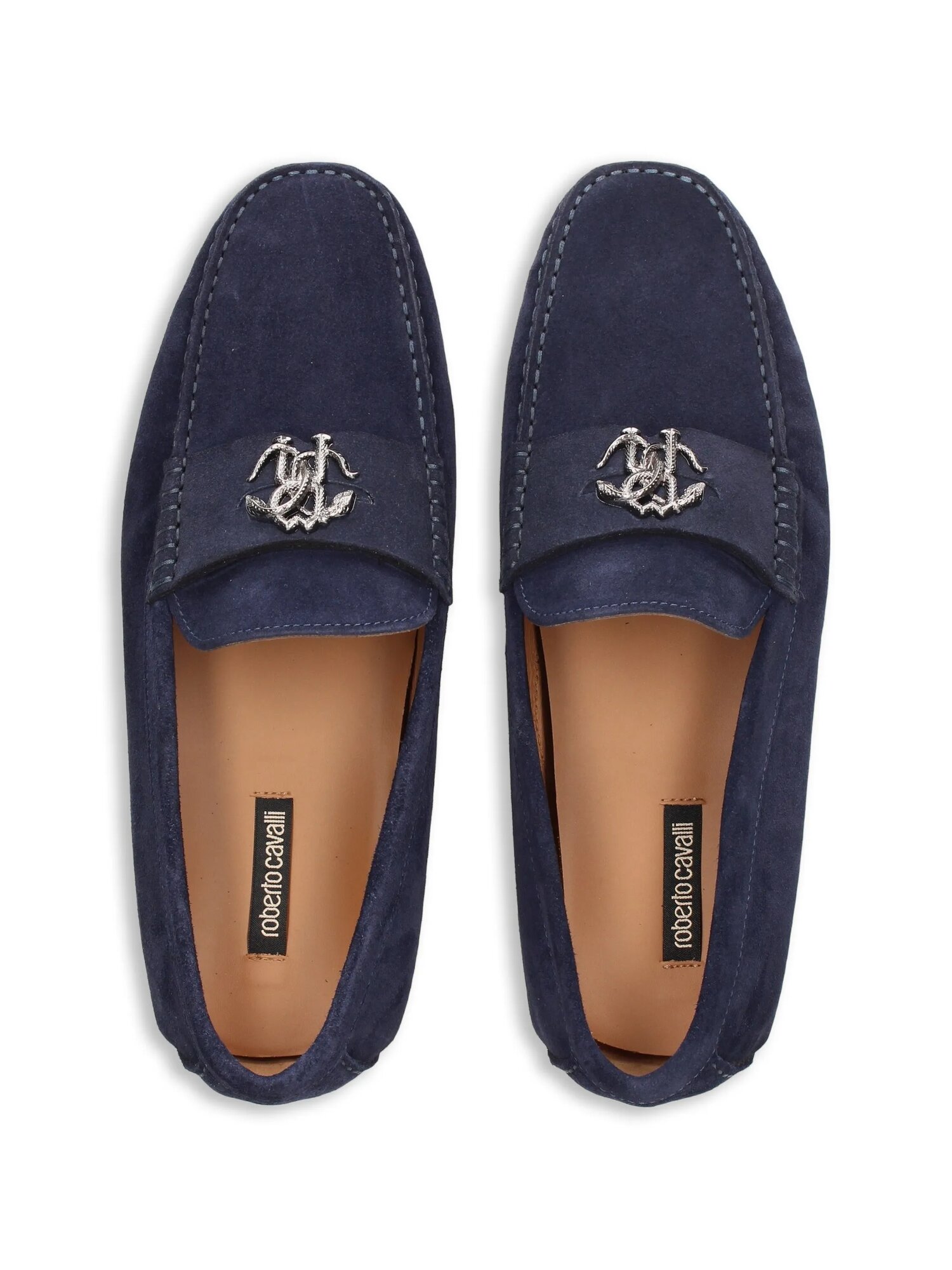 Лоферы Roberto Cavalli Logo-plaque loafers, размер 42, blue — фото 1