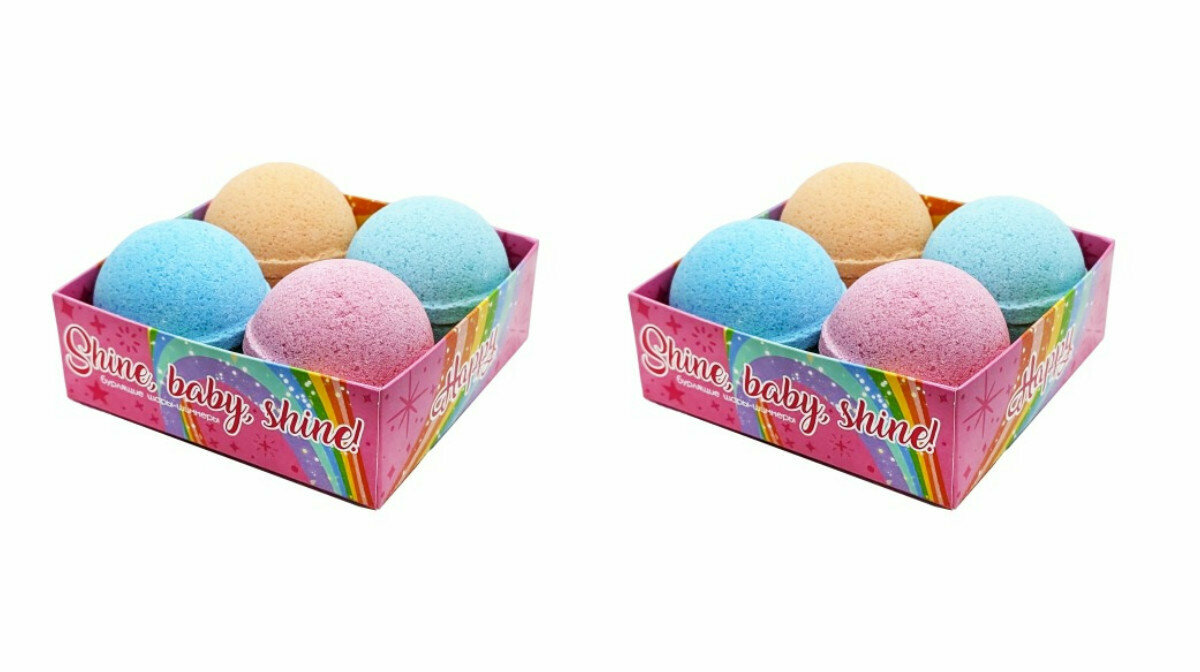 Соль для ван Лаборатория Катрин бурлящие шары-шиммеры Shine, baby, shine 4 шт по 120 гр, 2 уп.