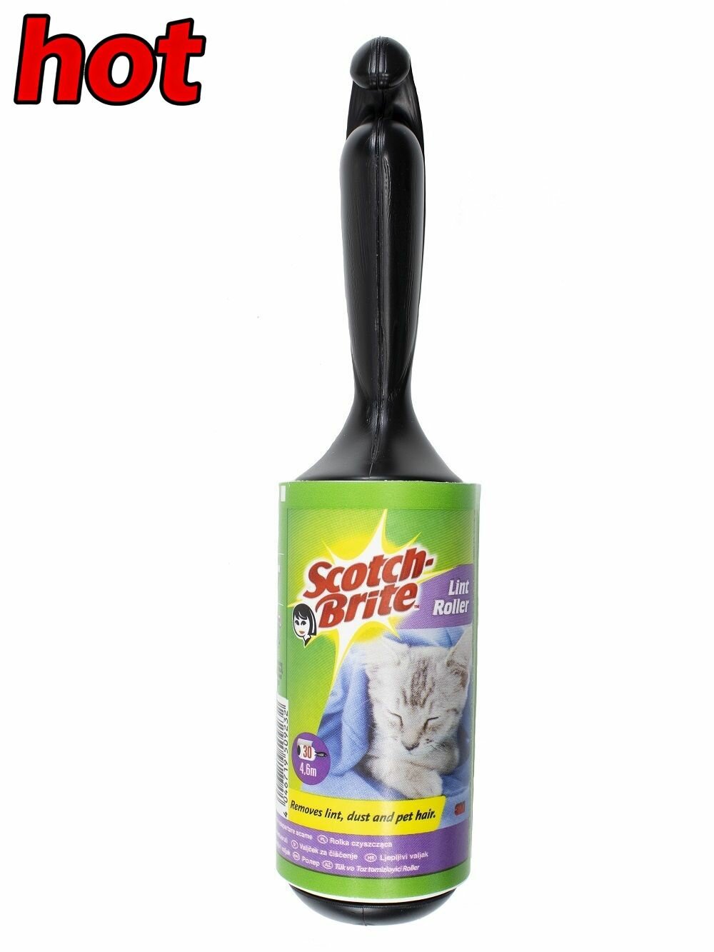 Ролик для чистки одежды ScotchBrite Pet — клейкий ролик от шерсти для дивана, одежды и любых тканей, ровный отрыв