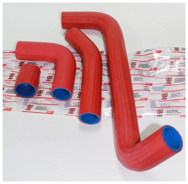 Патрубки радиатора ВАЗ 2105 алюминий 4 шт. А. Б. П. А. красный каучук