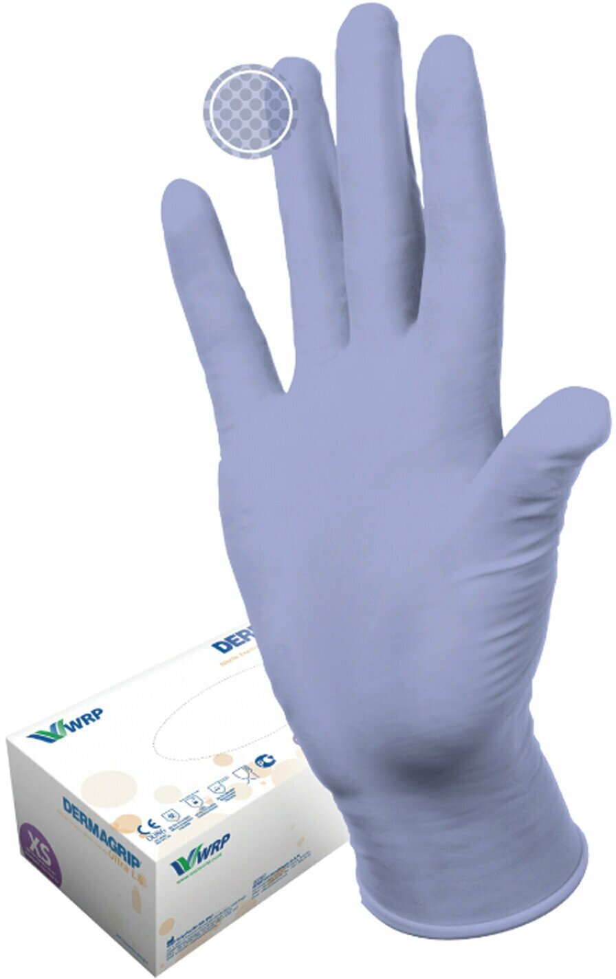 Перчатки нитриловые Dermagrip смотровые, 100 пар, 200 шт, повышенная чувствительность, M, "Ultra"