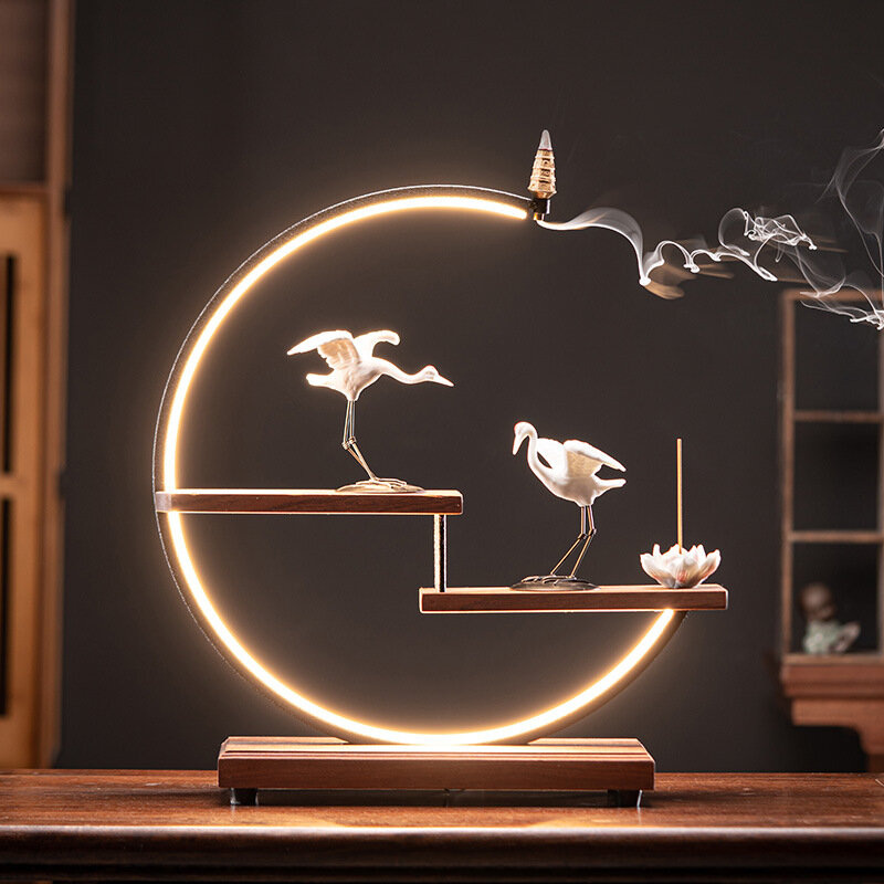 Пара керамических подсвечников с изображением благополучной цапли для домашнего декора и подарков