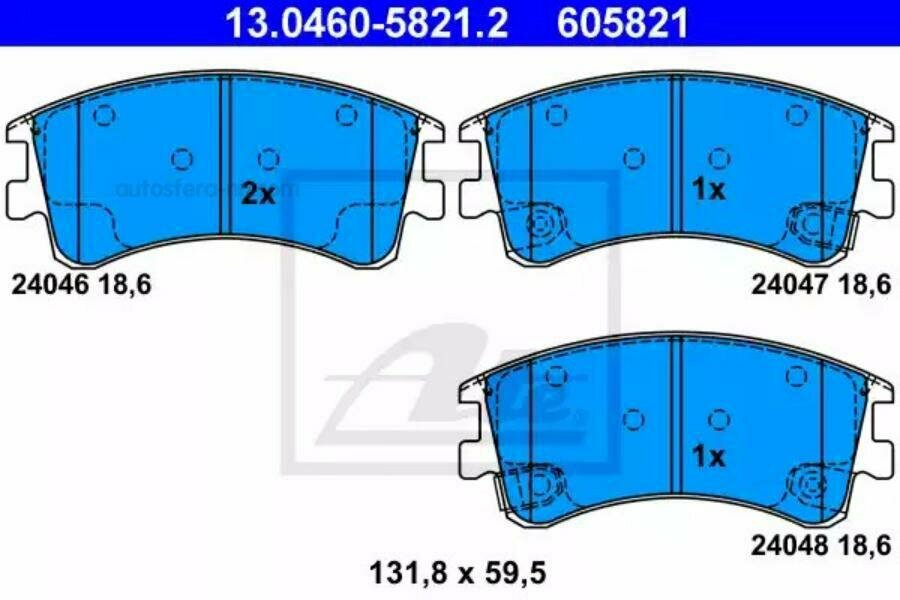 ATE 13046058212 Колодки тормозные дисковые передн, MAZDA: 6 2.0/2.0 DI/2.3 02-07, 6 Hatchback 2.0/2.0 DI/2.3 02-07,