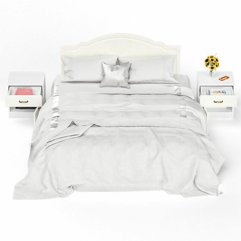 Кровать Mobi 11.08 + две Тумбы 08.146 Ливерпуль Белый/Ясень ваниль