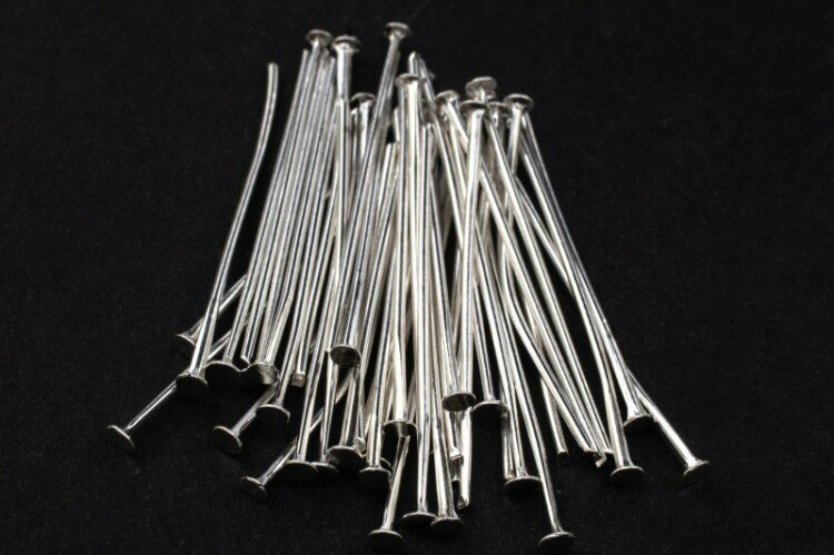 Штифты для бижутерии гвоздики 30х0,7мм, цвет серебро, железо, 30-082, 10г (около 65шт)