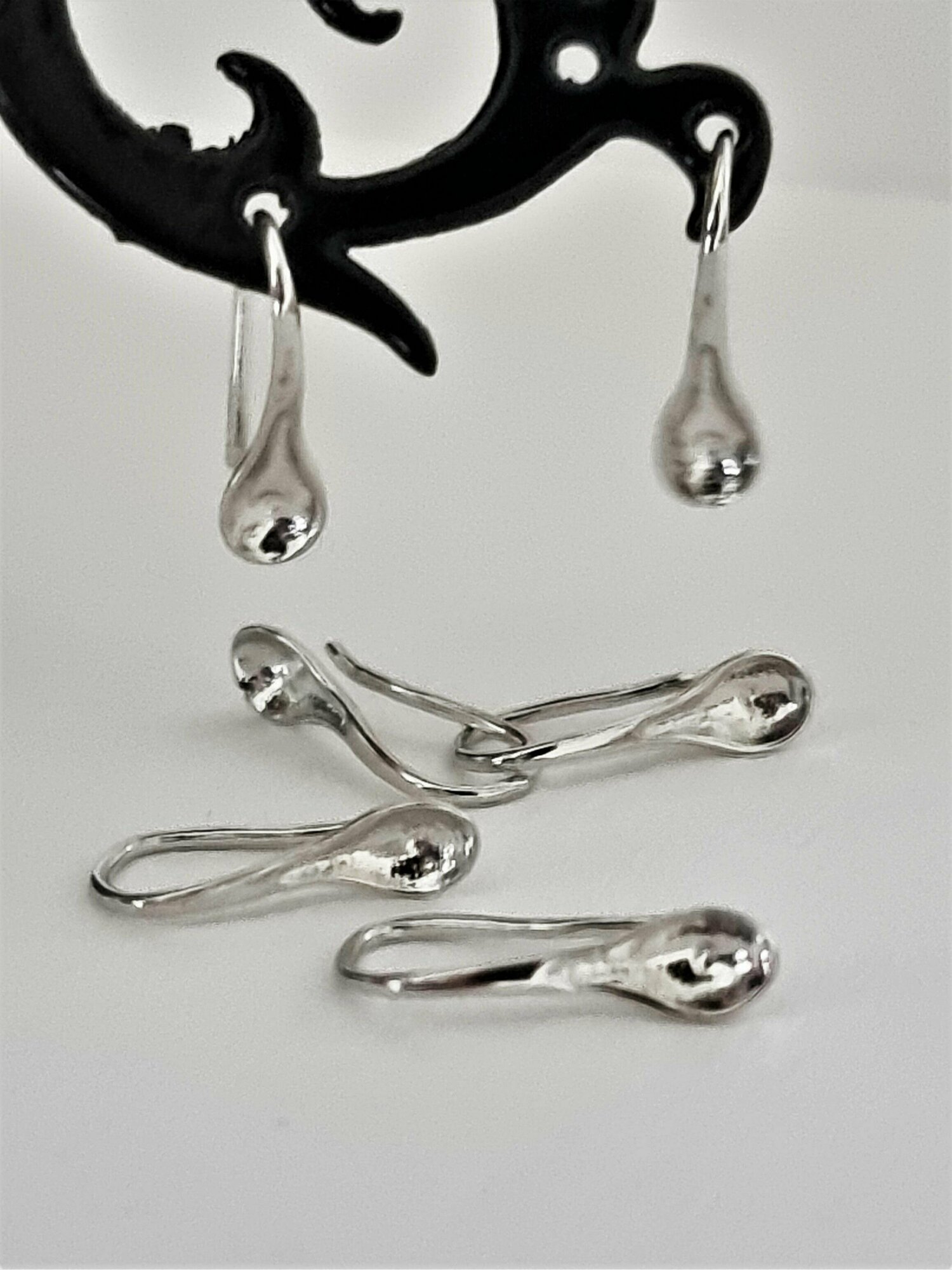 Швензы Дужки под вклейку. "Ложечки". Родий. 3пары.