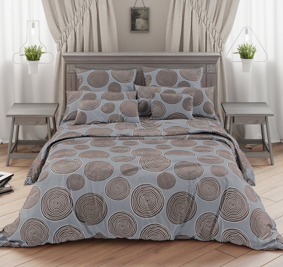 Постельное белье из бязи B-001 Elin (серый), Евро (наволочки 70x70)