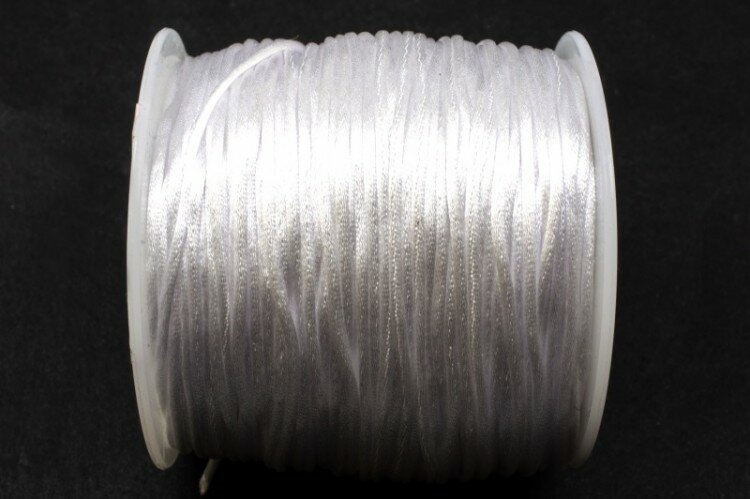 Шнур нейлоновый атласный, толщина 2мм, цвет белый, материал нейлон, 29-044, 1 метр