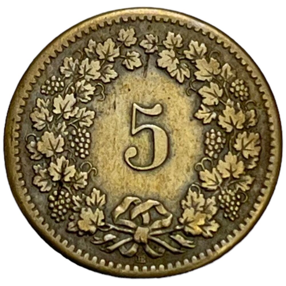 Швейцария 5 раппенов 1850 г. (BB)