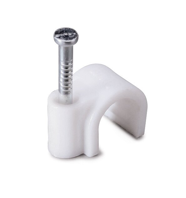 Скобы пластиковые с гвоздем для круглых кабелей и проводов СПК 14 мм (15 шт) (49464)