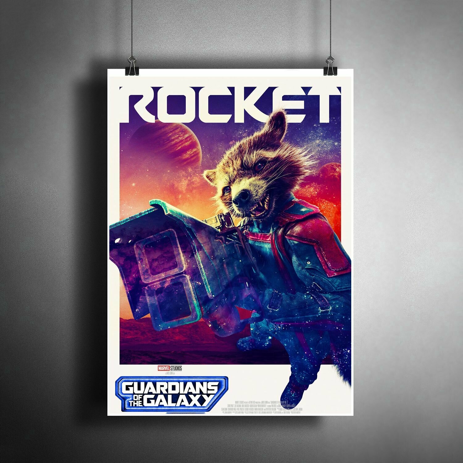 Постер плакат для интерьера "Фильм: Стражи Галактики. Часть 3. Ракета (Guardians of the Galaxy Vol. 3)" / A3 (297 x 420 мм)