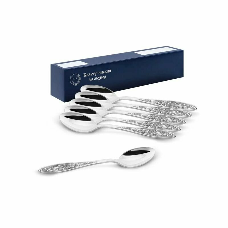 Кольчугинский мельхиор Набор столовых ложек "Морозко" посеребрение с чернением 6 пр. (КМ8440606)