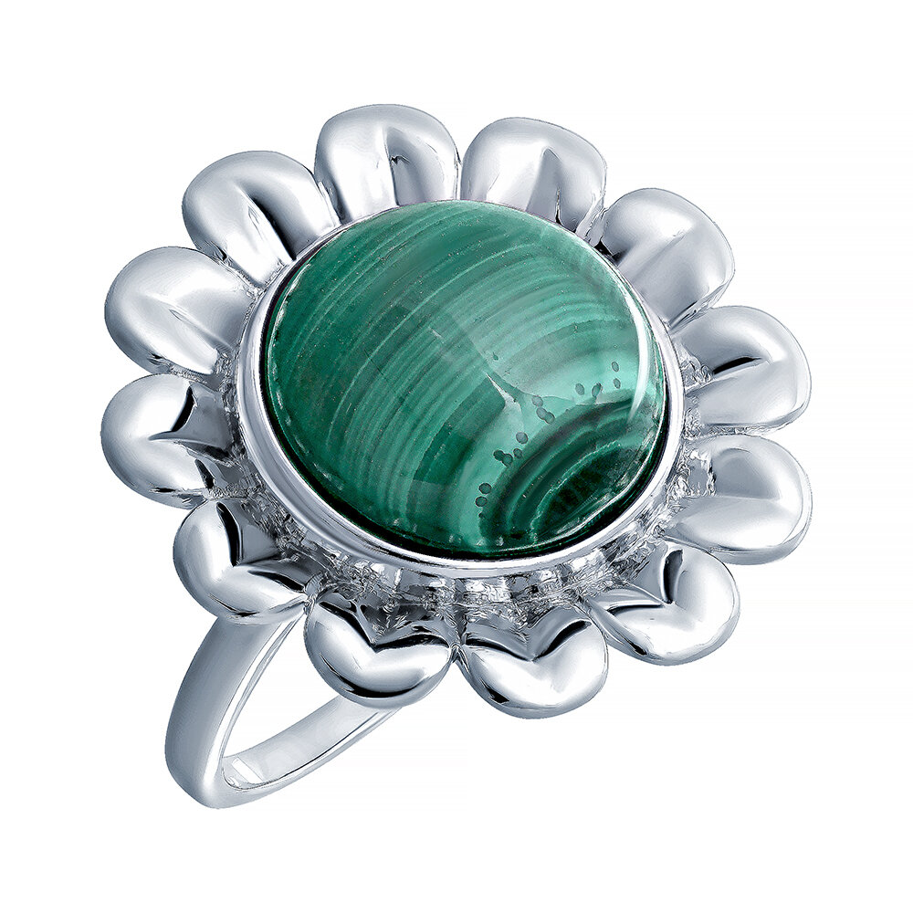 Кольцо, серебро, 925 проба, малахит