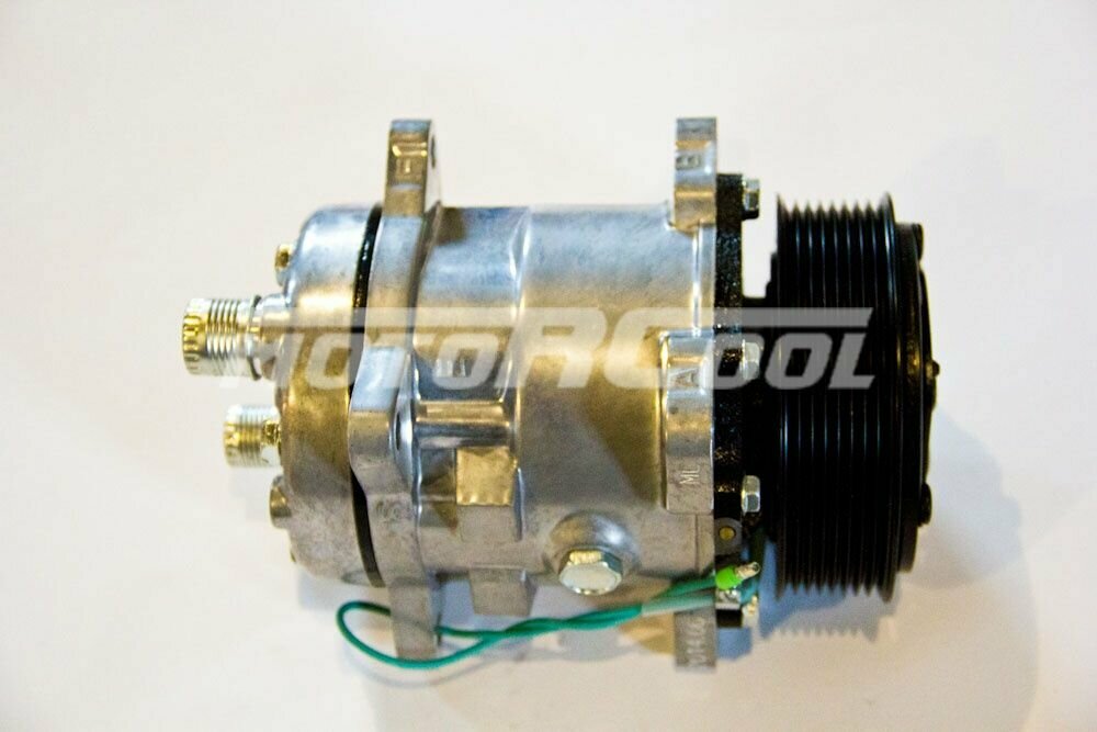 Компрессор кондиционера Sanden 5H11 (12v, PV8) выходы горизонтальные (O-ring ) 3/4" - 7/8" универсальный