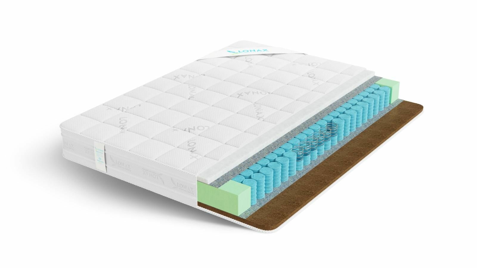 Матрас LONAX HOLLO COCOS TFK (256 П/М2) 200 см 200/200 см Размеры: Высота 210мм Глубина 2000мм Ширина 2000мм