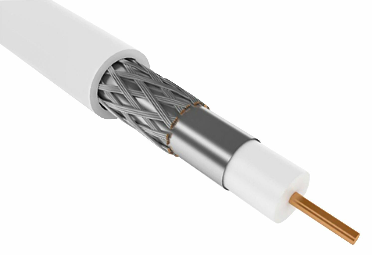 Кабель коаксиальный ITK Generica, RG-6 SF/UTP, 75O m PVC, внутренний, 100 м, белый (CC3-R6F1-111-100-G)