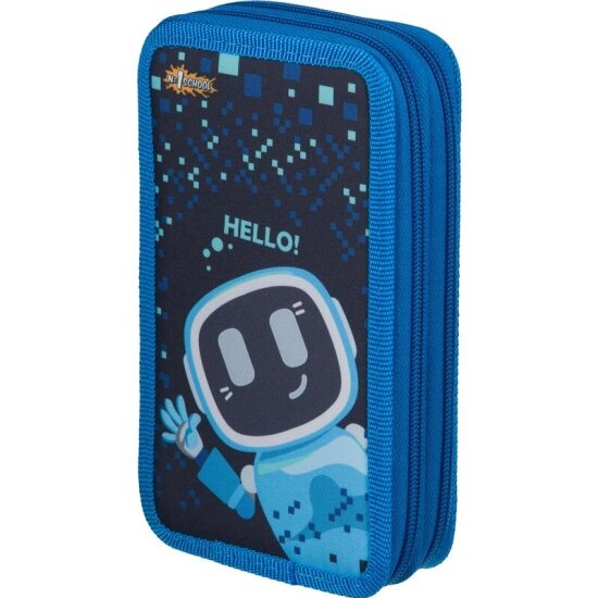 Пенал №1SCHOOL 1716456 Robot Hello 2 отделения 190х110