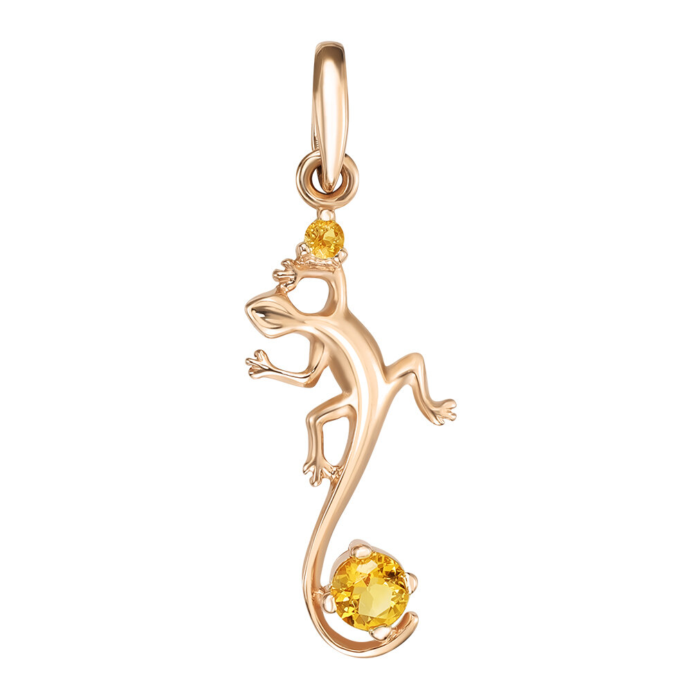 Подвеска, красное золото, 585 проба, цитрин