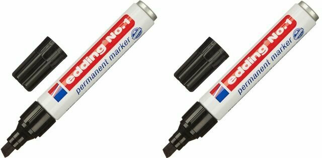 Edding Маркер перманентный, черный, 1-5 мм, скошенный наконечник, 2 уп.