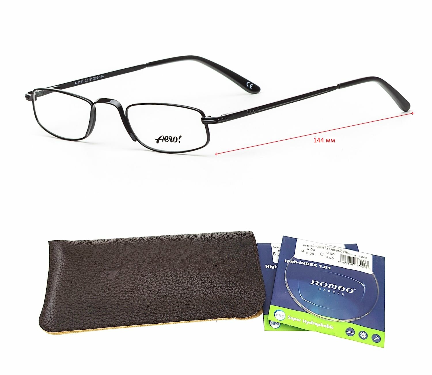 Очки для чтения AERO с футляром мод. 1151 Цвет 3 с асферическими линзами ROMEO ASP 1.61 HMC/EMI +4.00 РЦ 64-66
