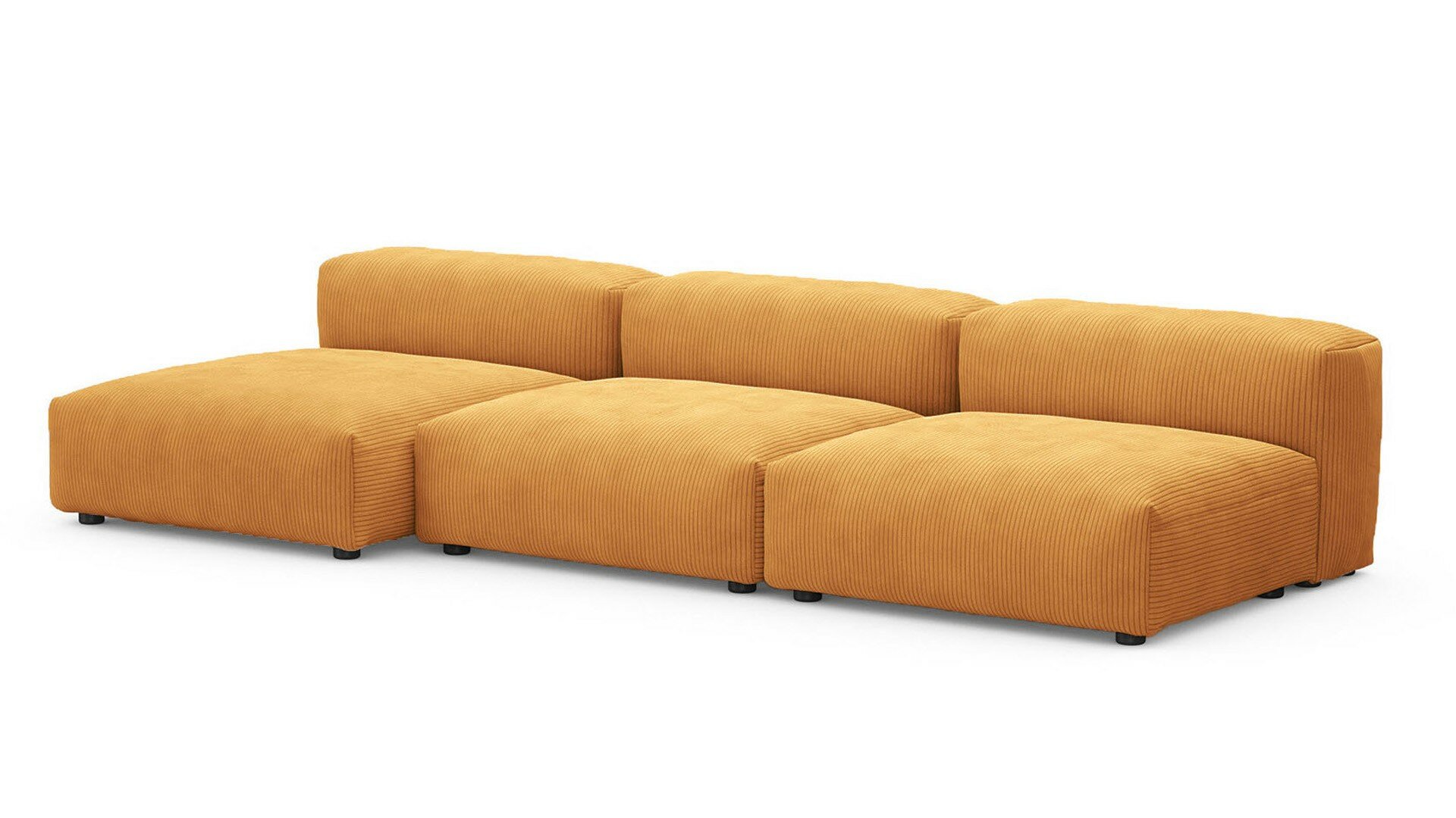 Диван с оттоманкой Фиджи (малый) Cilium Umber NEW 315x137x62 см, желтый Вельвет, нераскладной GOODFORM