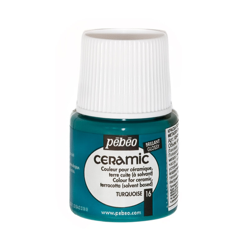 Краска по керамике и металлу "PEBEO" Ceramic 45 мл 025-016 бирюзовый