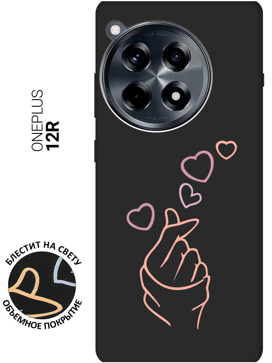 Силиконовый чехол на OnePlus 12R / Ванплас 12Р с рисунком "K-Heart" Soft Touch черный