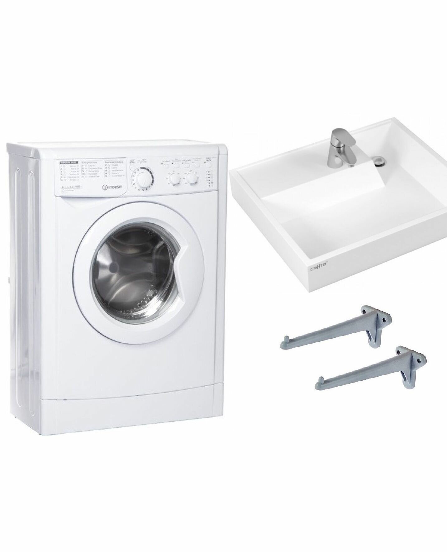 Стиральная машина Indesit EWUC 4105 и раковина Юпитер 50