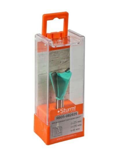 Фреза пазовая Sturm! RB05-082625 "ласточкин хвост" DxHxL 25x26x61 мм, хвостовик 8 мм